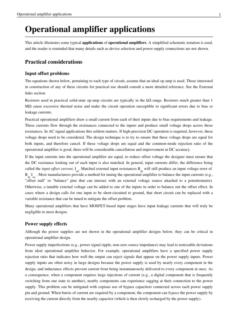 Operational Amplifier Applications | PDF | Operational Amplifier ...