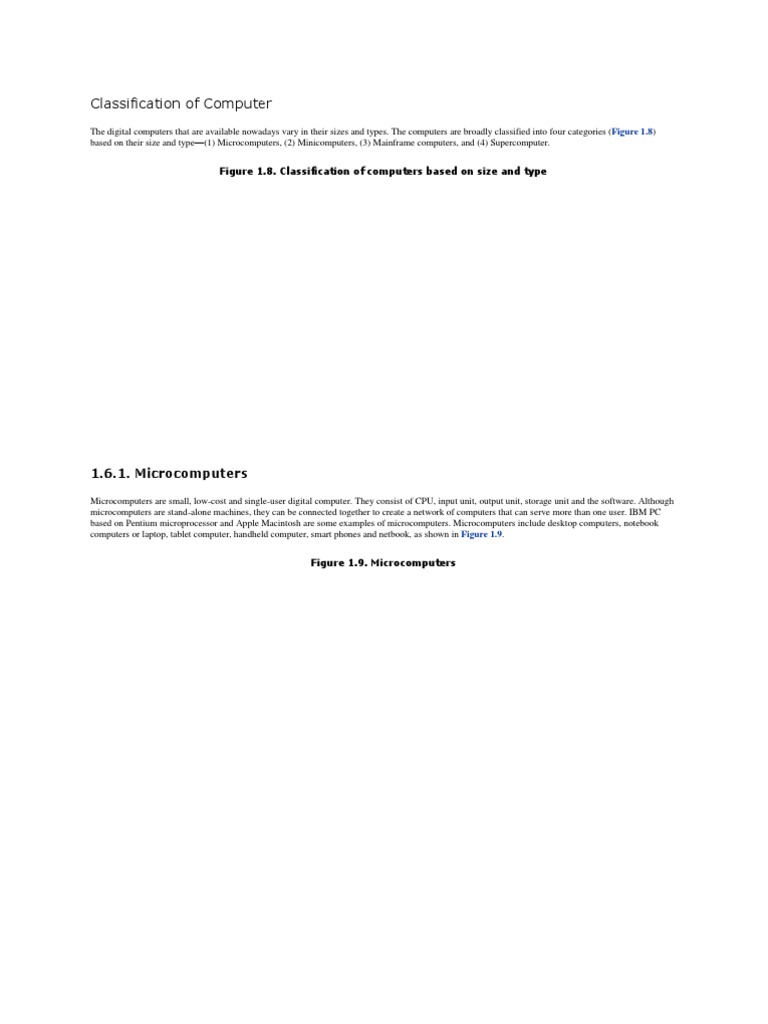 Classification of Computer | PDF | Microcomputers | Personal Computers