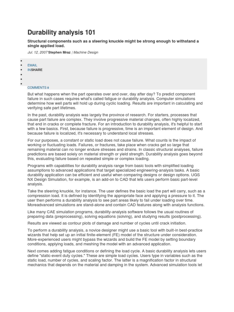 Durability Analysis 101 | PDF | Fatigue (Material) | Structural Load