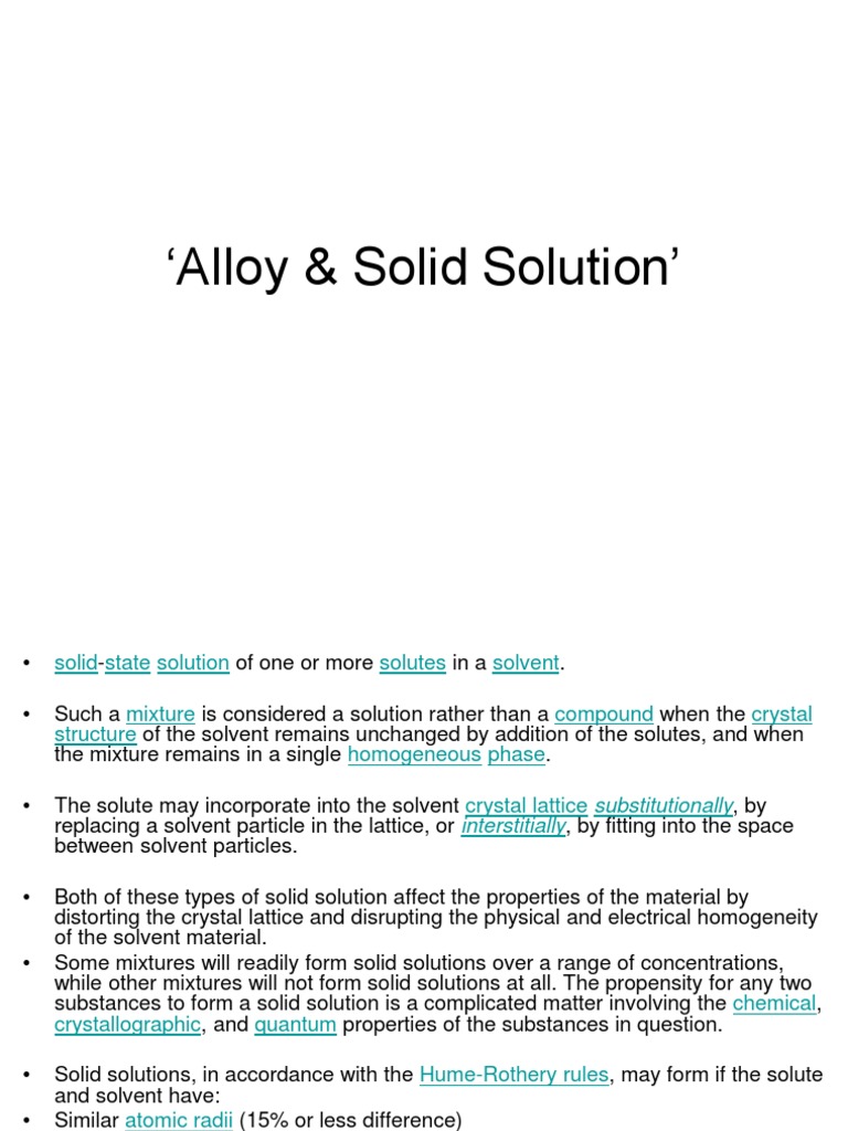 Alloy & Solid Solution | Solution | Physical Chemistry