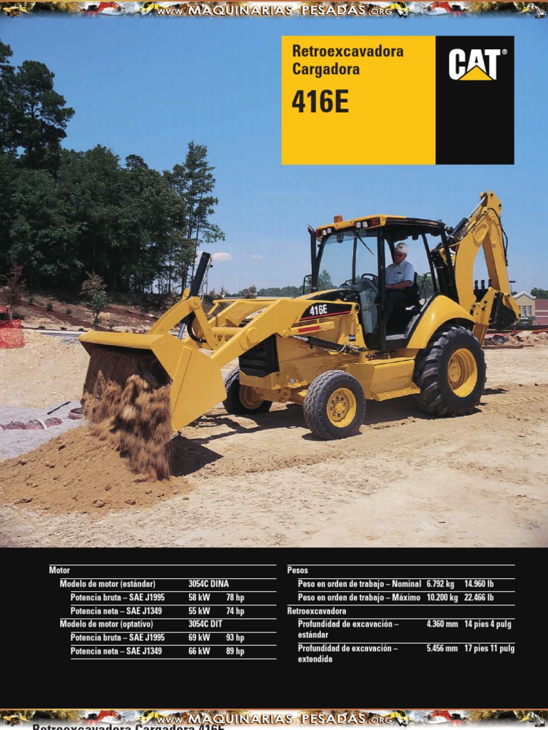 Catalogo Retroexcavadora Cargador 416e Caterpillar | Transmisión (Mecánica) | Aluminio