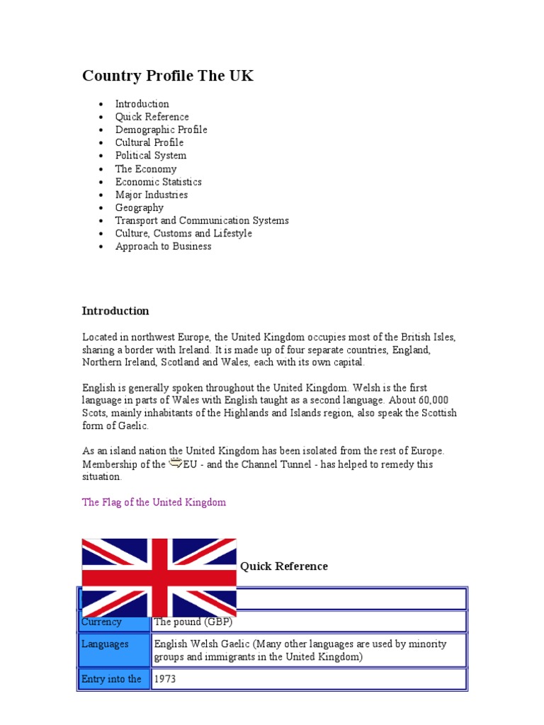 Country Profile The UK | PDF | United Kingdom | Scotland