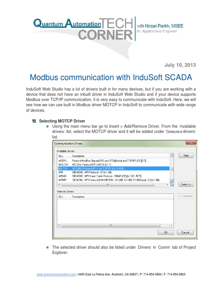 TechCorner 34 - Modbus Communication With Indusoft SCADA | PDF | Binary Coded Decimal | Device ...