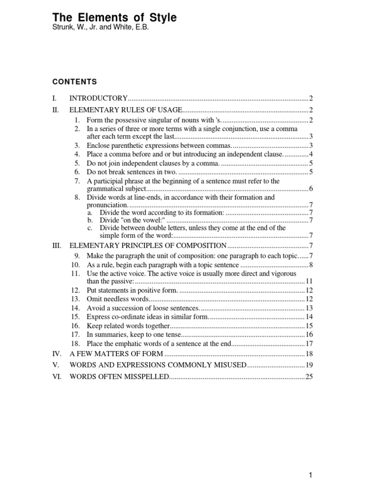 Strunk White - The Elements of Style | PDF
