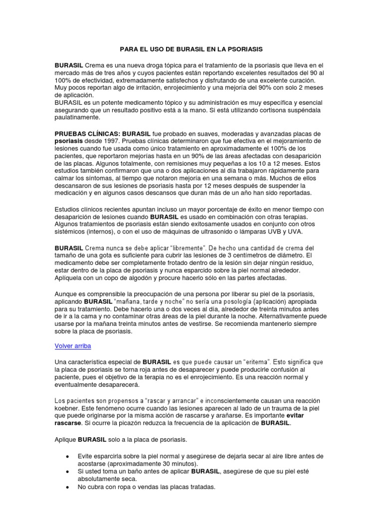 Para El Uso de Burasil en La Psoriasis | PDF | Psoriasis | Medicamentos ...