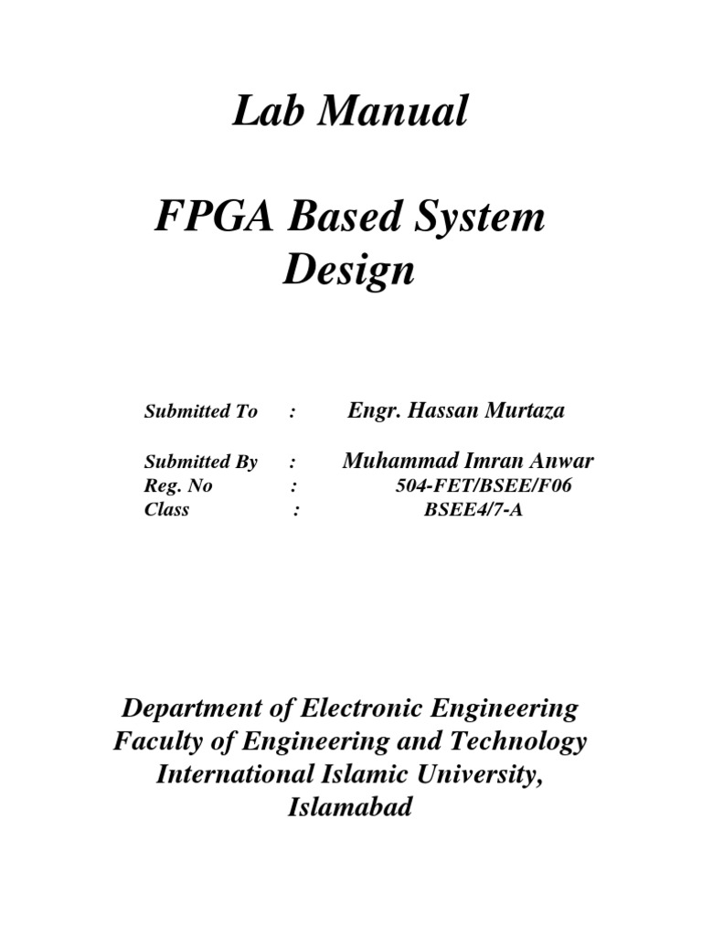 Fpga Lab Reports 1 8 2 Pdf Field Programmable Gate Array Integrated Circuit