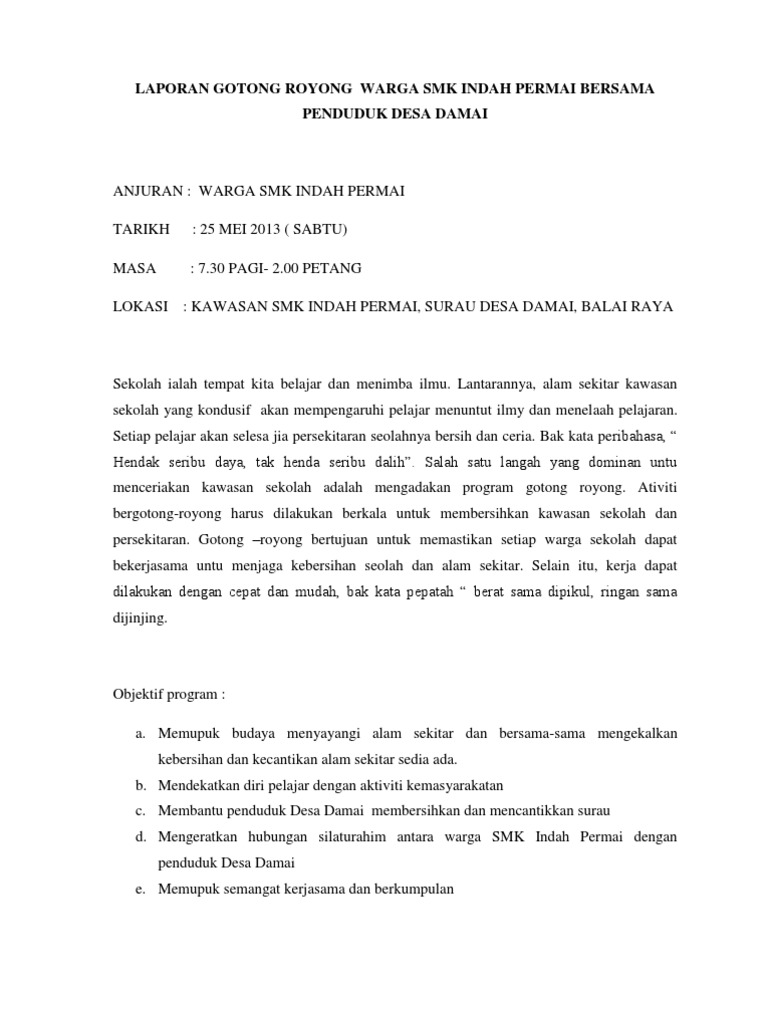 Contoh Laporan Aktiviti Gotong Royong Doc Kertas Kerj - vrogue.co Contoh Laporan Aktiviti Gotong Royong Doc Kertas Kerj - vrogue.co