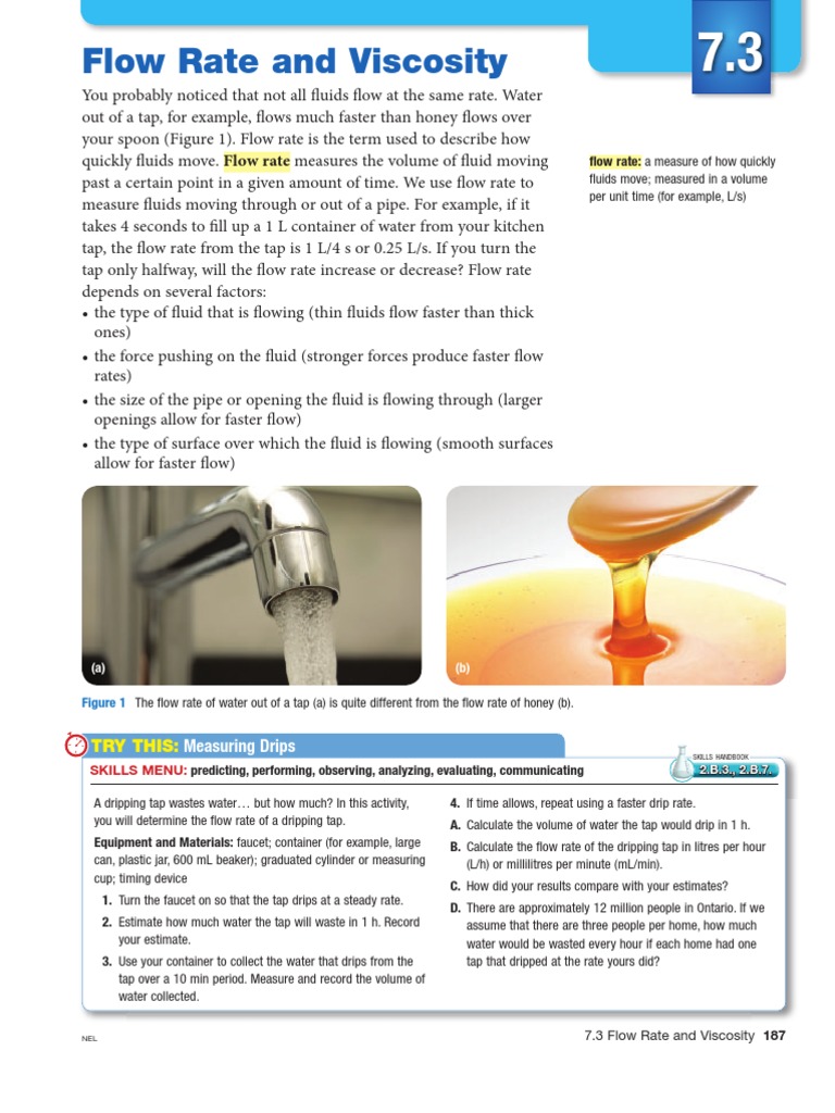 7.3 Flow Rate and Viscosity | PDF | Adhesion | Viscosity