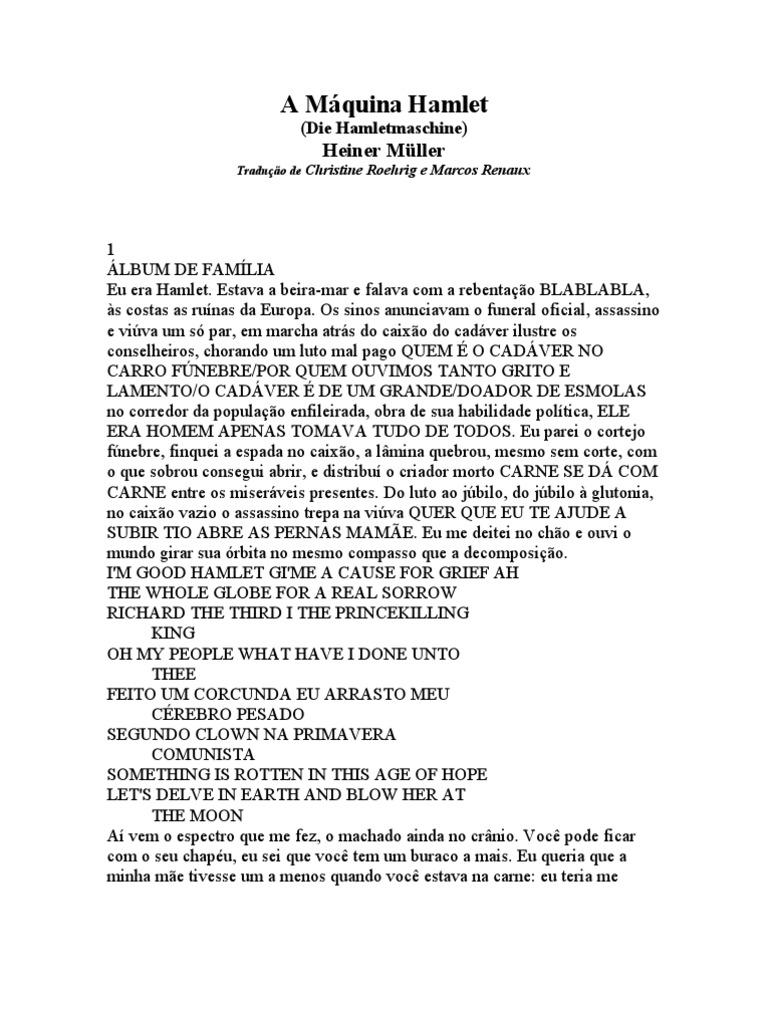 Hamlet Machine | PDF | Natureza