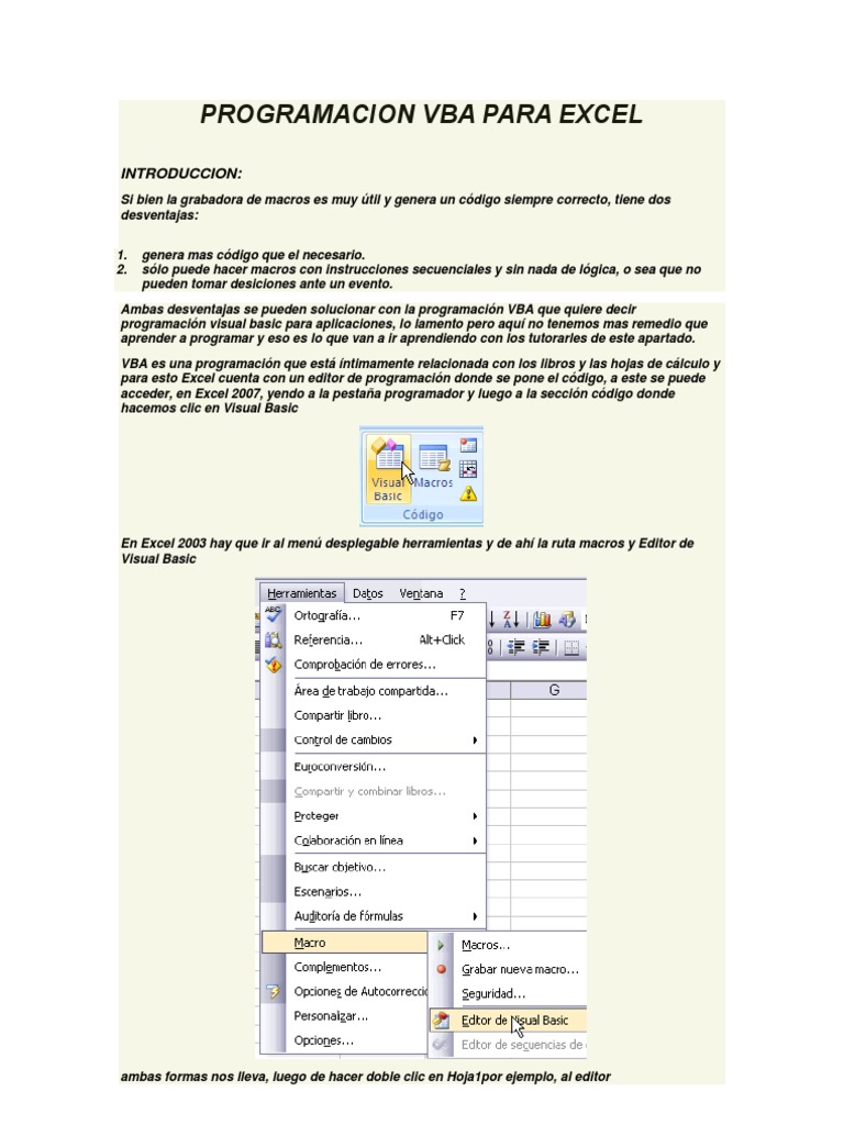 Guía Básica de VBA para Excel | PDF | Macro (informática) | Microsoft Excel