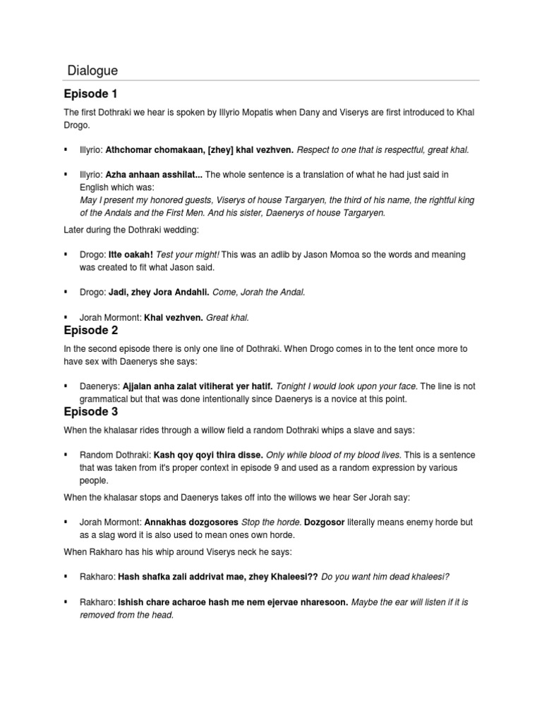 GOT - Dialogue | PDF | Dark Fantasy Television Series | Game Of Thrones ...