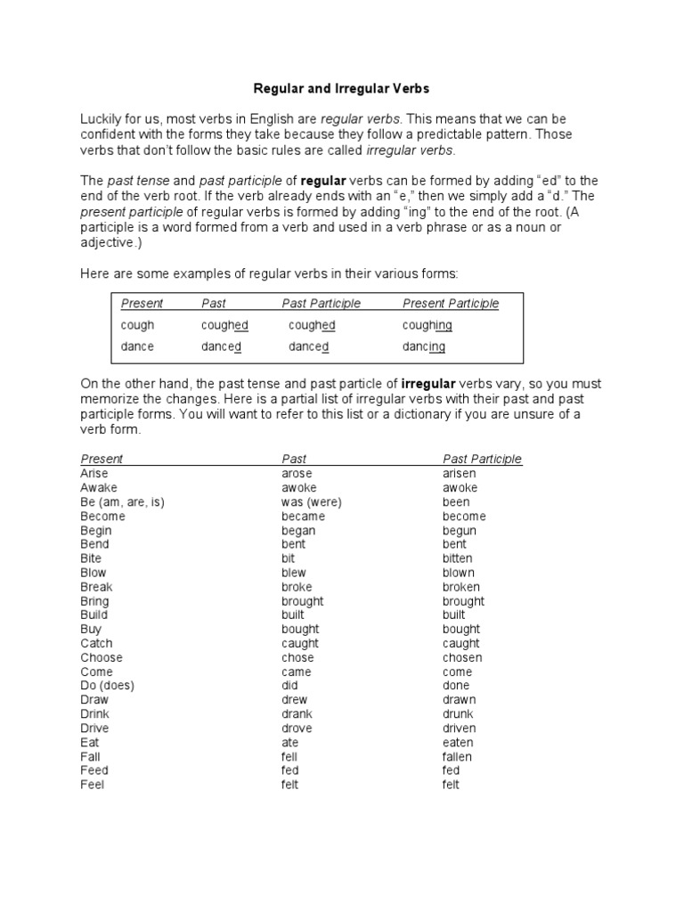 Regular vs. Irregular Verbs Guide | PDF | Foreign Language Studies