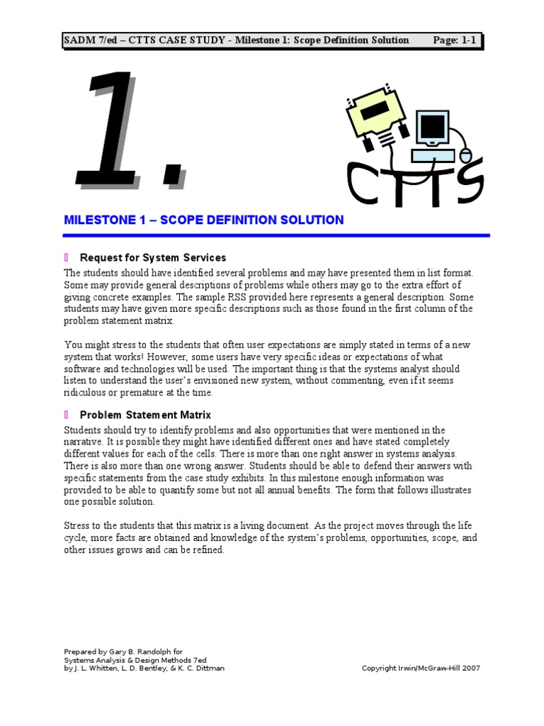 Case Study CTTS - Milestone 01 Scope Definition Solution | PDF | Case Study | Software Development