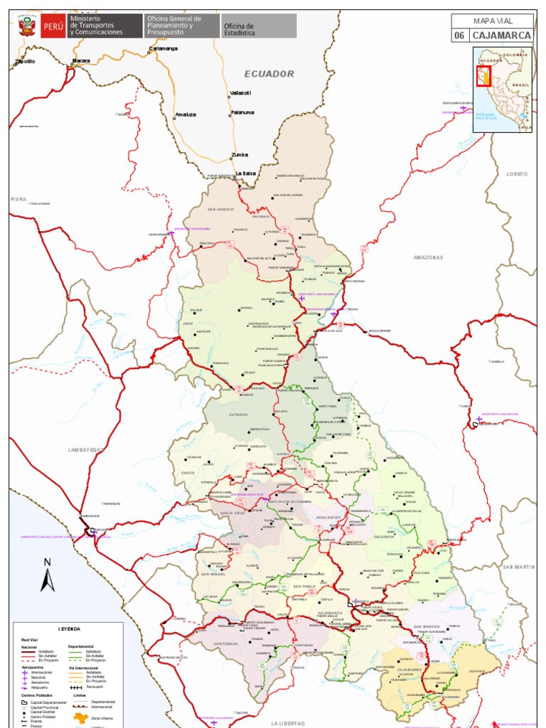 Mapa Político y Vial de Cajamarca | PDF | Cocina, comidas y vino