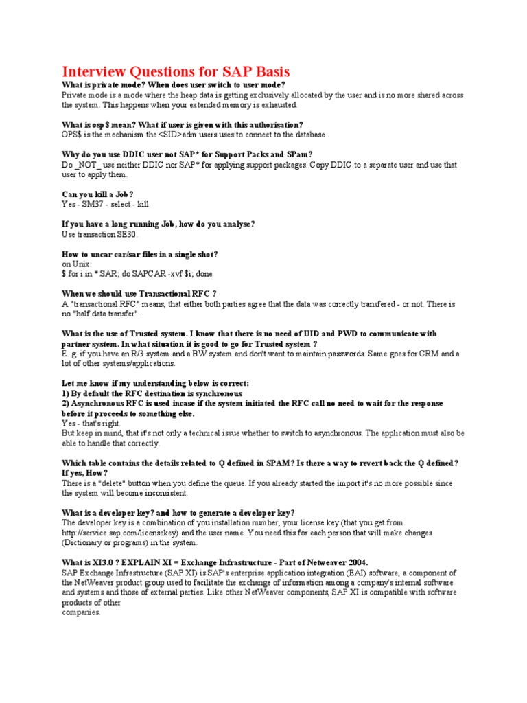 Faq For - SAP - Basis | PDF