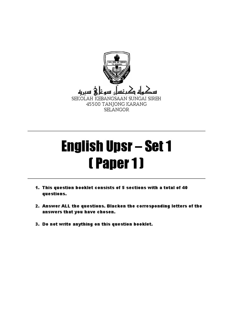 English UPSR Paper 1 | Download Free PDF | Banana | Nature