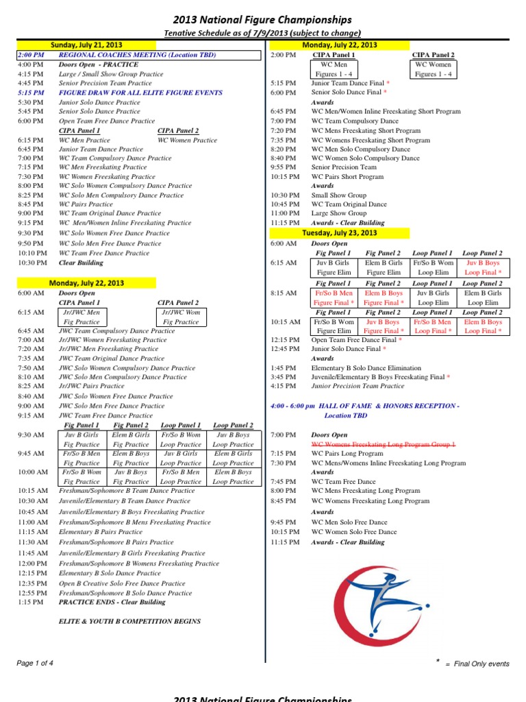 2013 National Schedule As of 7-9-13 | PDF | Sports & Recreation | Lifestyle
