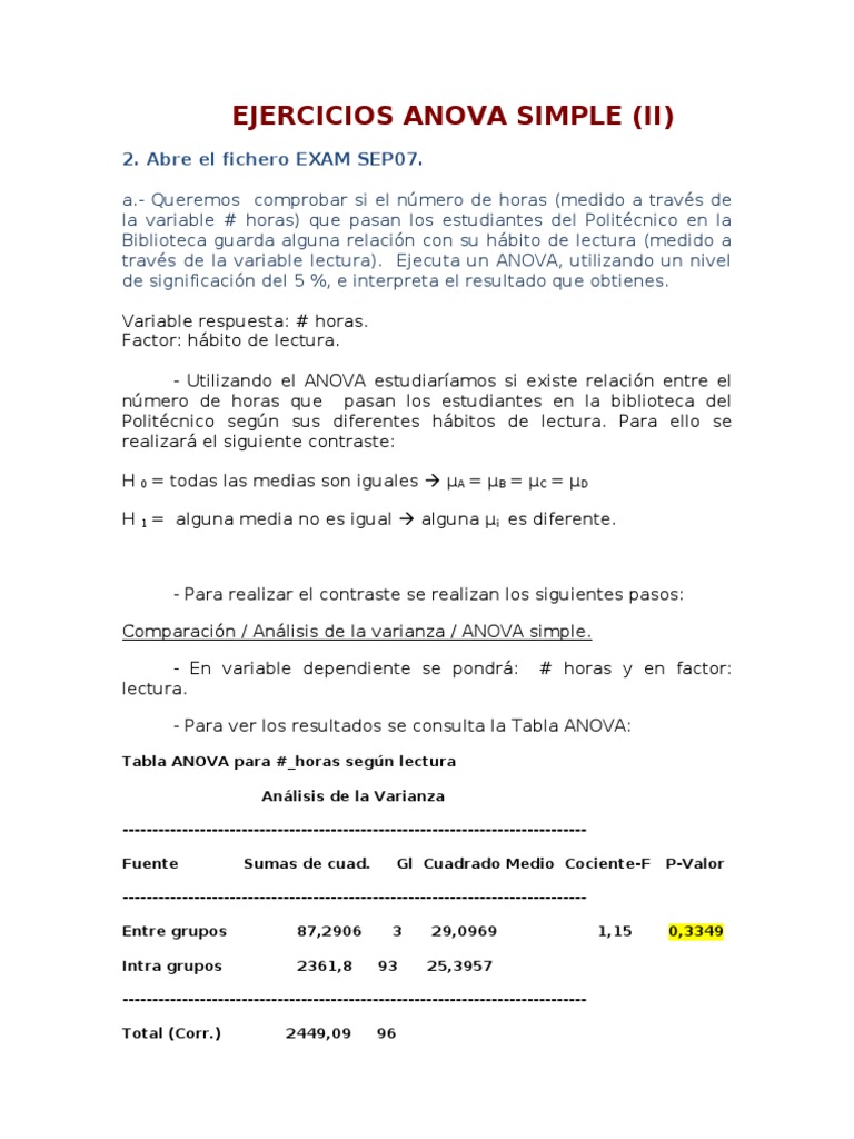 Ejercicios Anova Simple Sara Contreras-Concomentarios | PDF