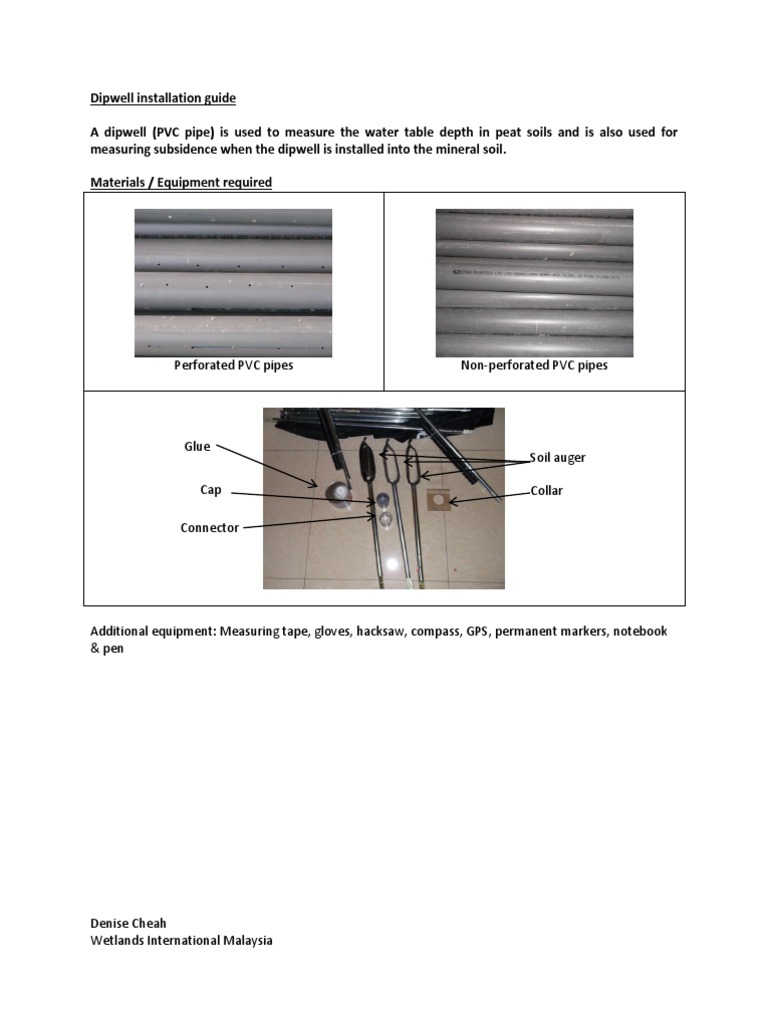 Dipwell Installation and Measurement Guide | PDF | Peat | Soil