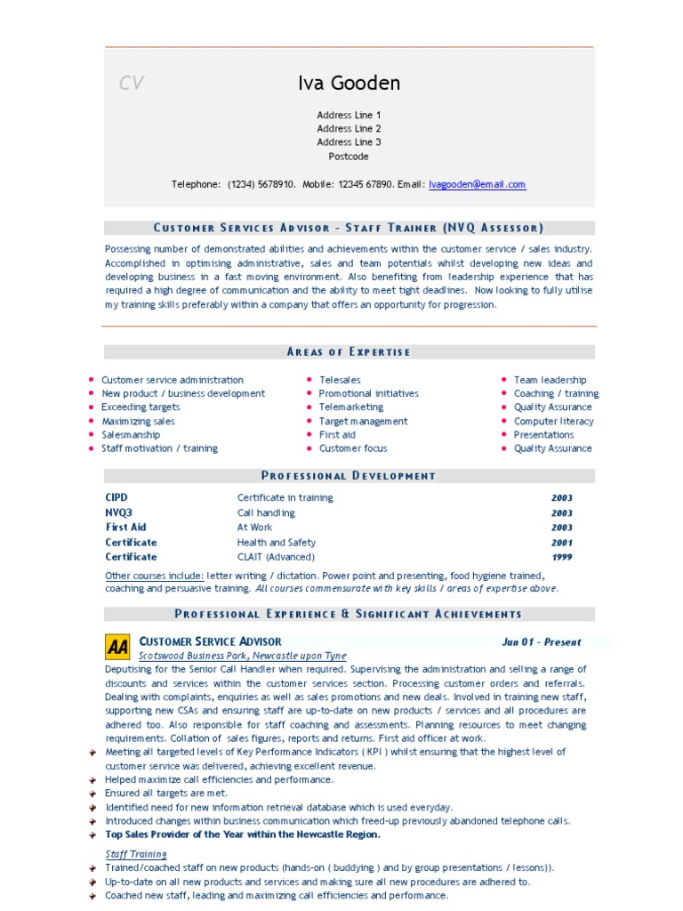 Csa NVQ Assessor CV | PDF | Sales | Business