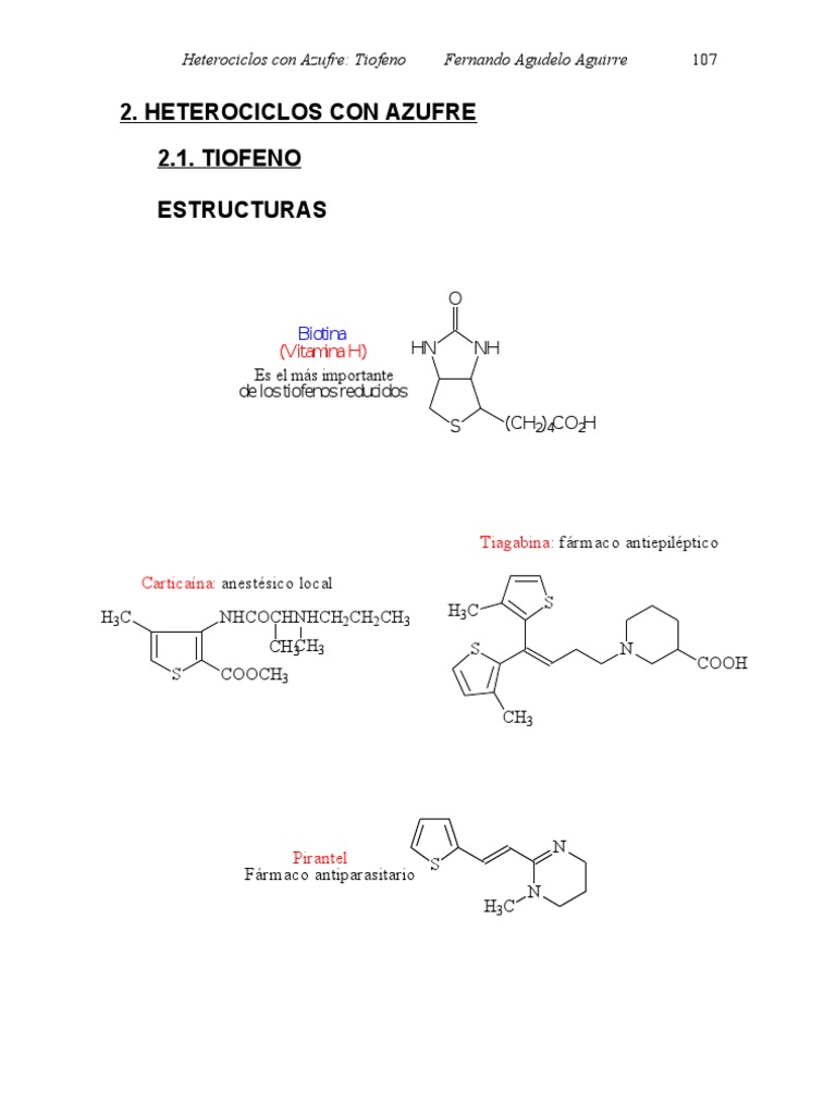 (6.1)Tiofeno 2.1 | Química Orgánica | Compuestos químicos