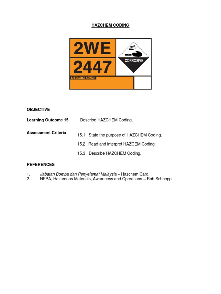 Hazchem Coding | Dangerous Goods | Safety