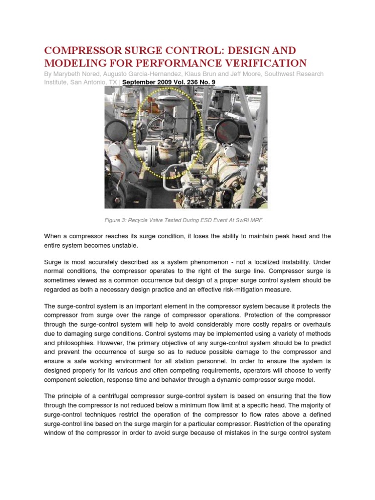 Compressor Surge Control | PDF | Gas Compressor | Valve