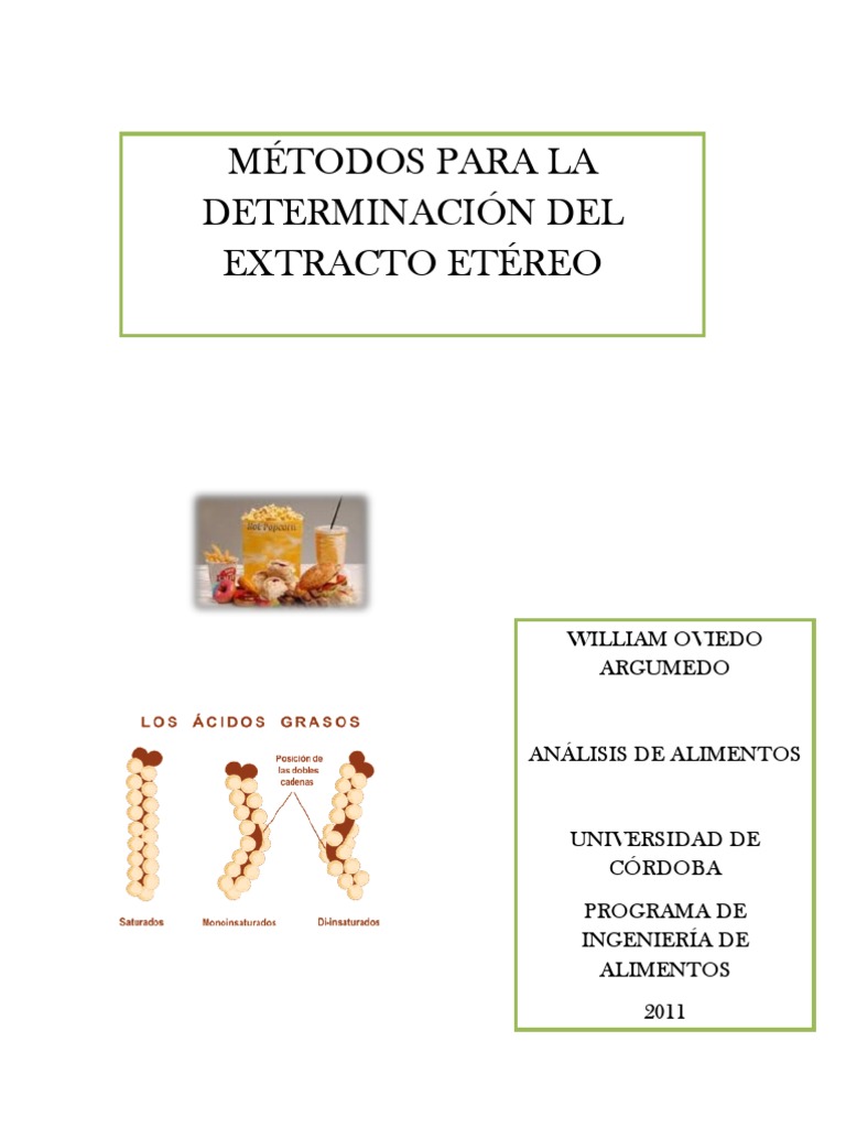 Documento Extracto Etereo PDF | PDF | Lípido | Solvente