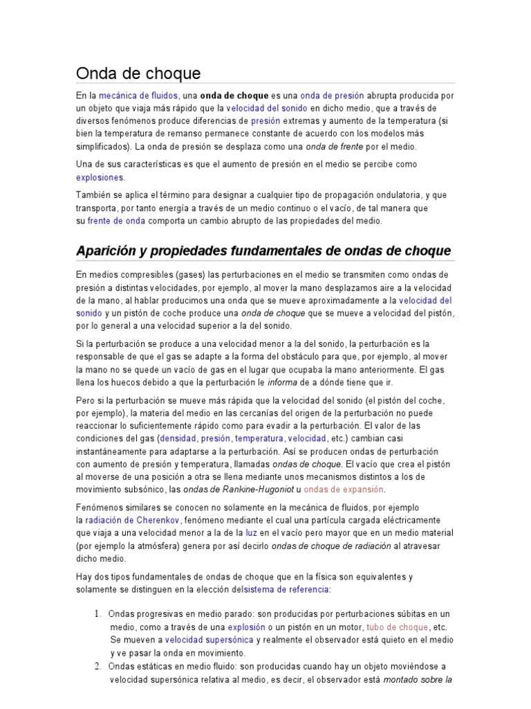 Tipos y propiedades de ondas de choque | PDF | Número de Mach | Onda de ...