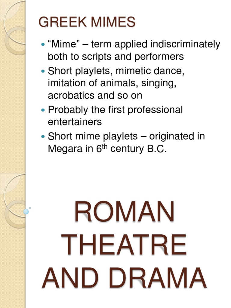 Greek Mimes & Roman Theatre | PDF | Ancient Rome | Theatre