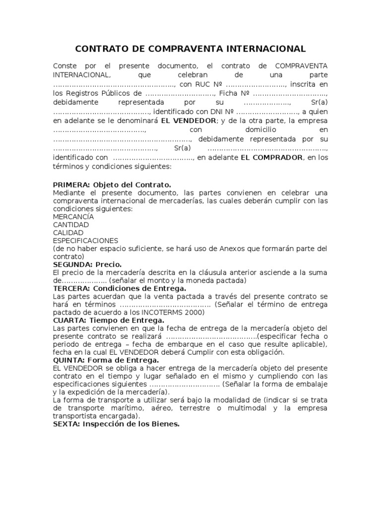 Contrato de Compraventa Internacional | PDF | Pagos | Carta de crédito