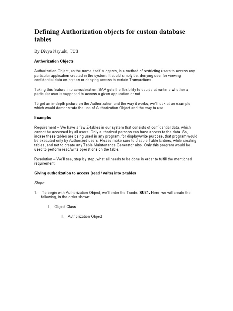 Defining Authorization Objects Pdf Database Transaction Databases 1702