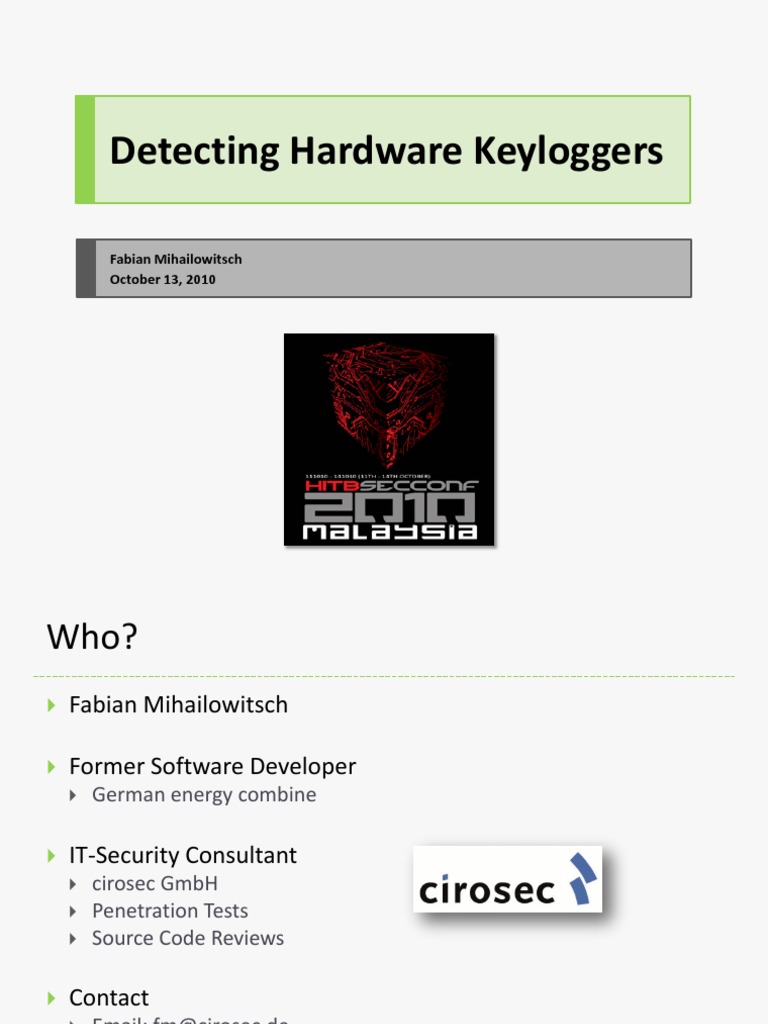 D1T1 - Fabian Mihailowitsch - Detecting Hardware Keyloggers | PDF | Usb | Computer Keyboard