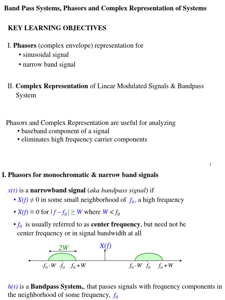 Band Pass Systems, Phasors and Complex Representation of Systems | PDF ...