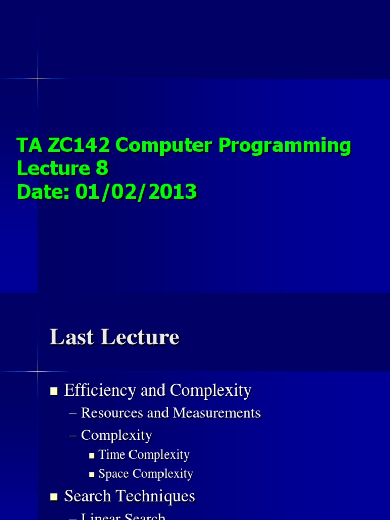 TA ZC142 Computer Programming Date: 01/02/2013 | PDF | Array Data Structure | Computer Data