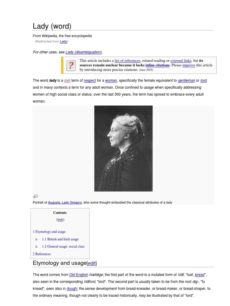 Lady (Word) : Etymology and Usage | PDF | Lady | Honorifics