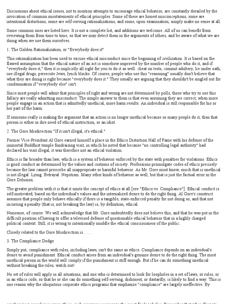 Ethical Fallacies | PDF | Fallacy | Reason