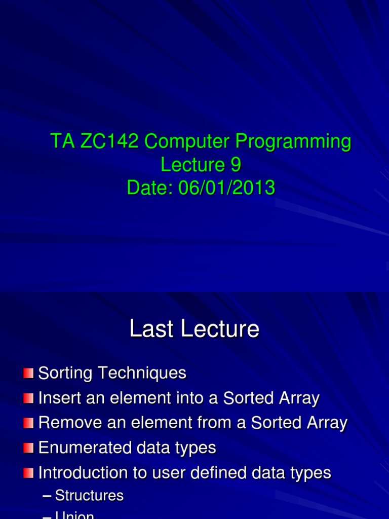 TA ZC142 Computer Programming Date: 06/01/2013 | PDF | Parameter (Computer Programming) | Subroutine