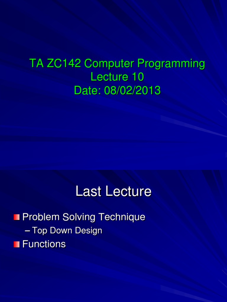 TA ZC142 Computer Programming Date: 08/02/2013 | PDF | String (Computer Science) | Matrix ...