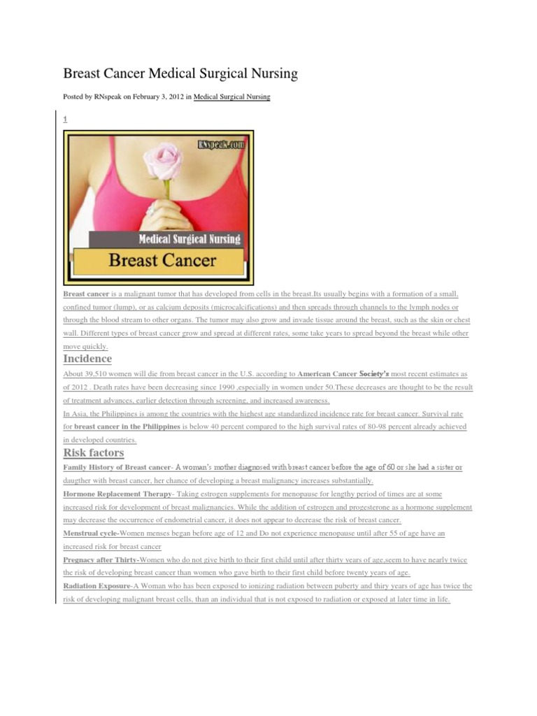 Breast Cancer Overview and Risk Factors | PDF | Breast Cancer ...