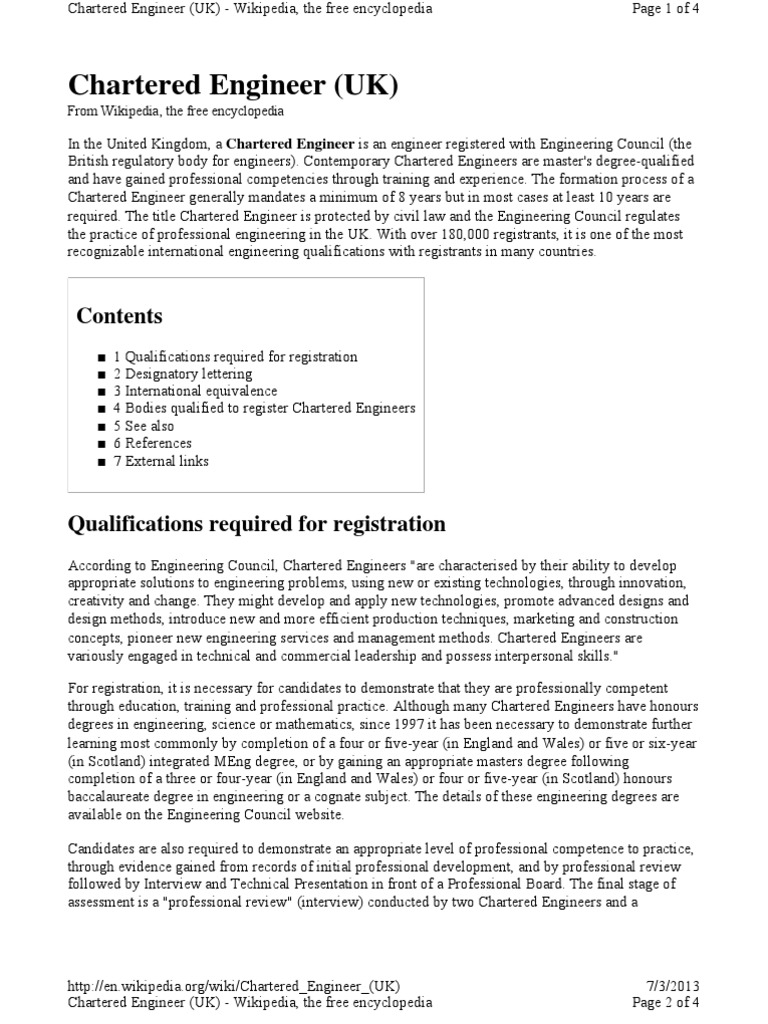 Chartered Engineer (UK) | PDF | Titles | Science And Technology