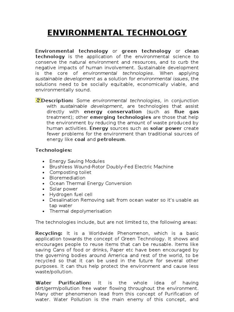 Environmental Technology | PDF | Environmental Technology | Waste