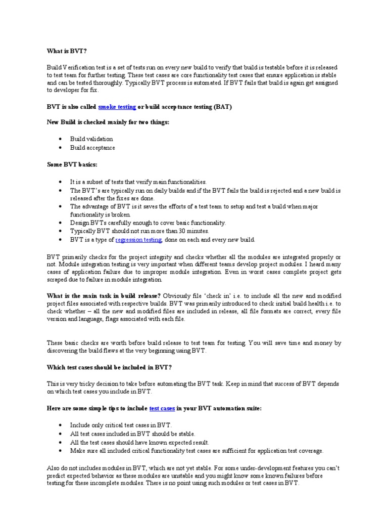 What Is BVT | PDF | Software Bug | Automation