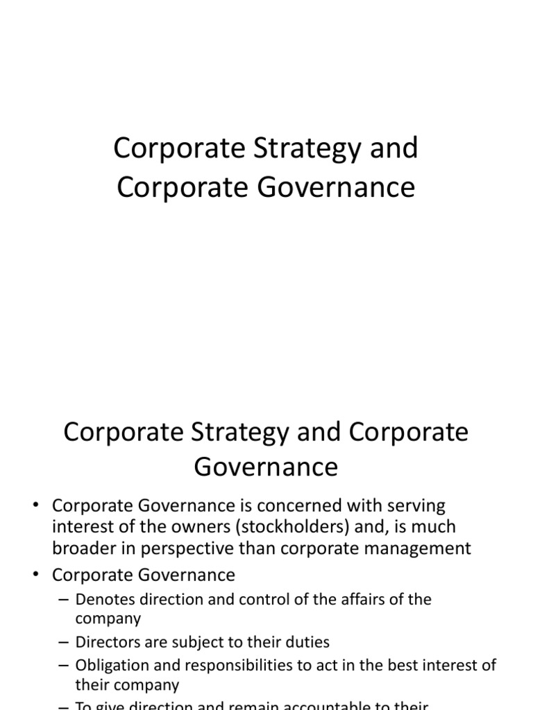 Chapter 4 Corporate Strategy and Corporate Governance | PDF | Corporate ...