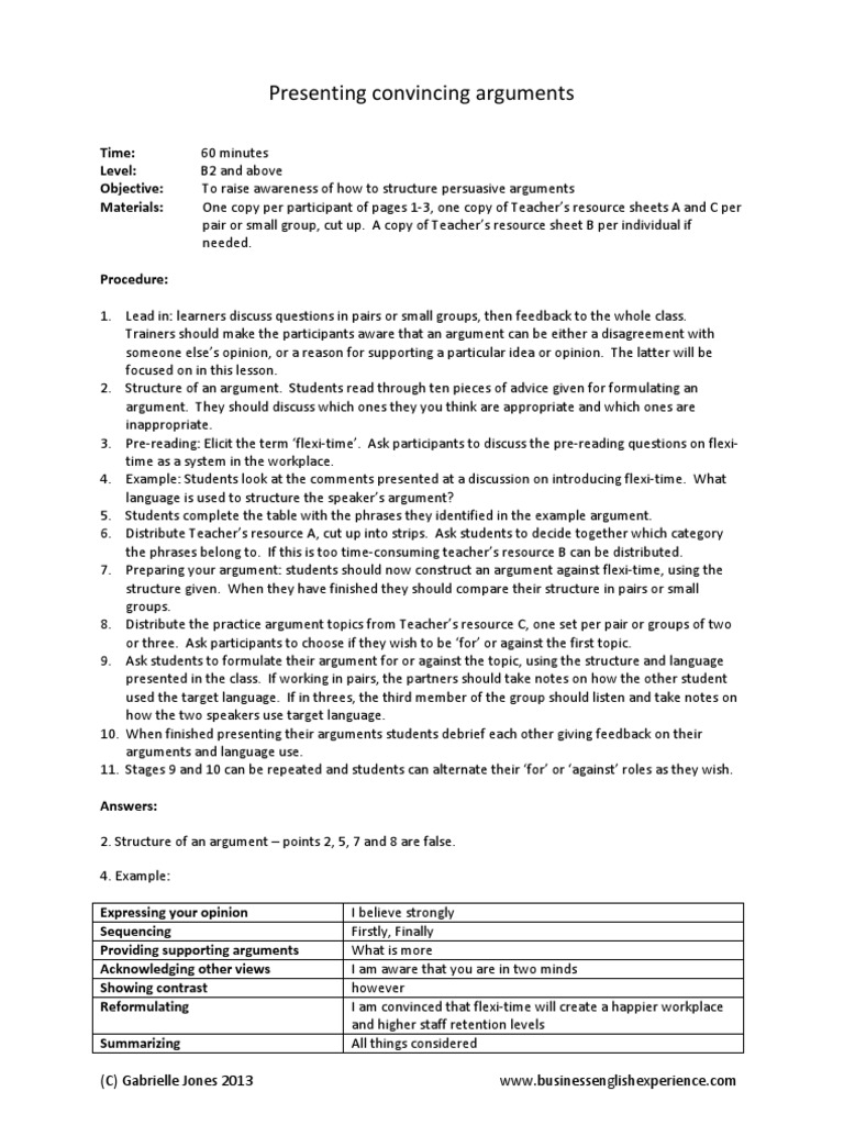 Structuring Persuasive Arguments Guide | PDF | Argument | Employee ...