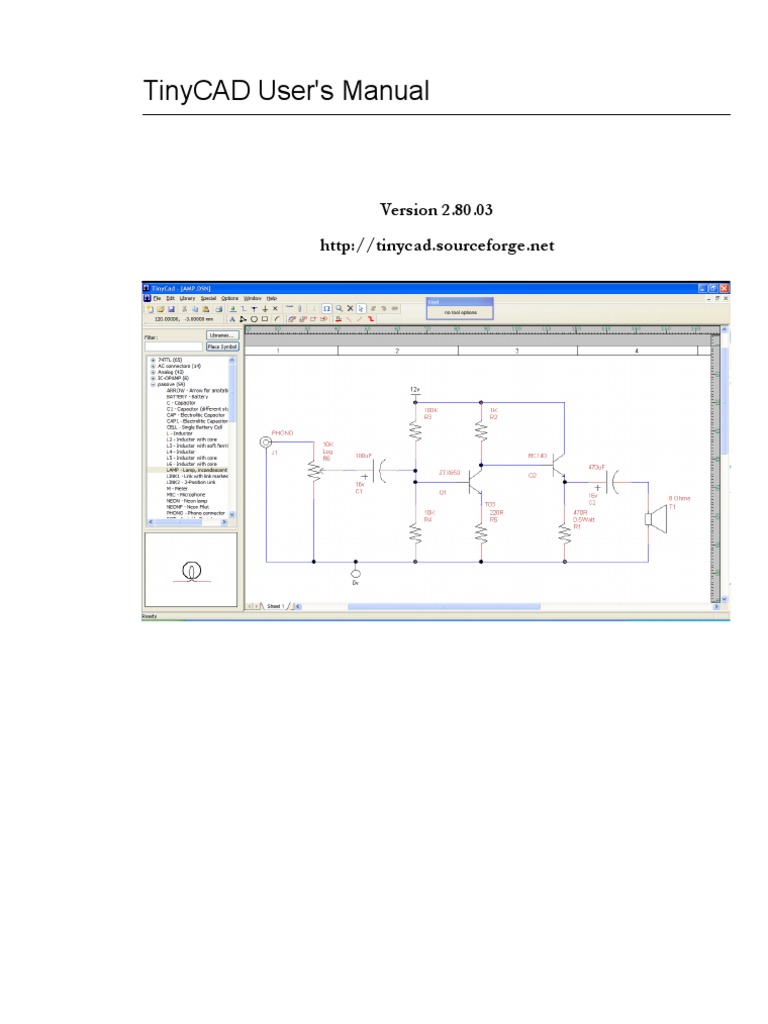 Tinycad Manual | PDF | Spice | Button (Computing)
