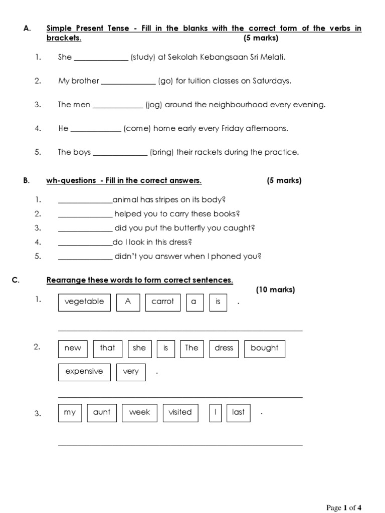 Simple Present Tense | PDF | Grammar | Cuisine