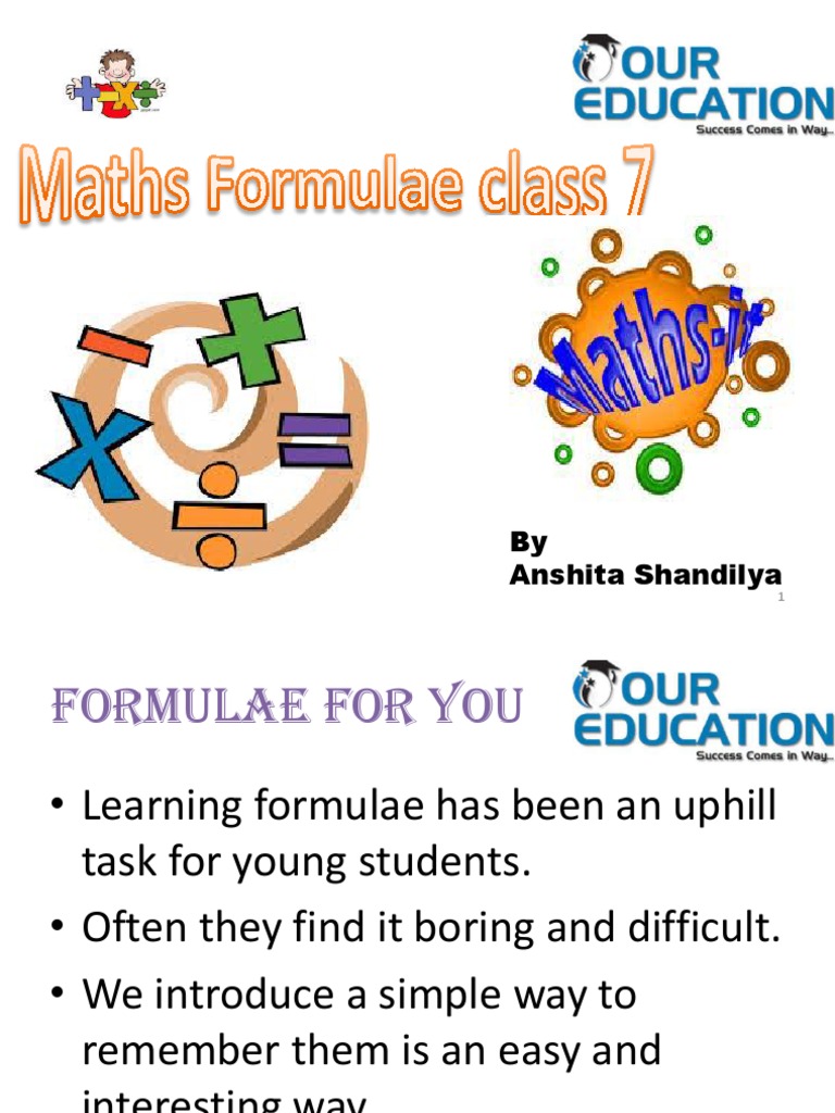 Class 7 Maths Formula | PDF | Area | Geometric Shapes