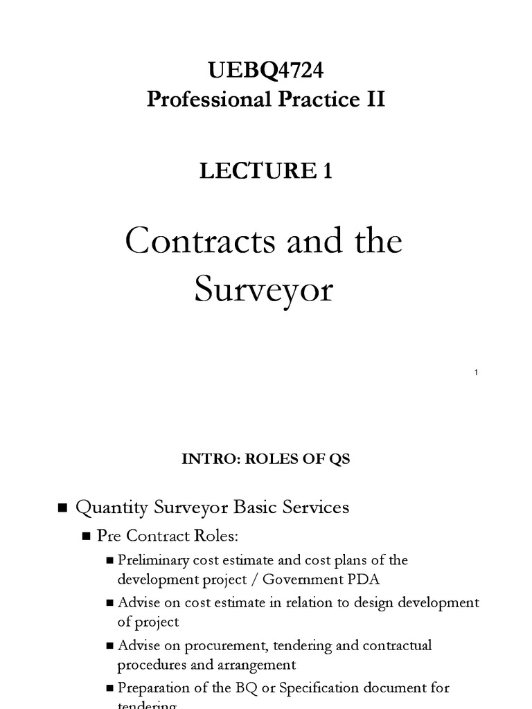Quantity Surveyor Contract Roles Explained | PDF | Contractual Term ...