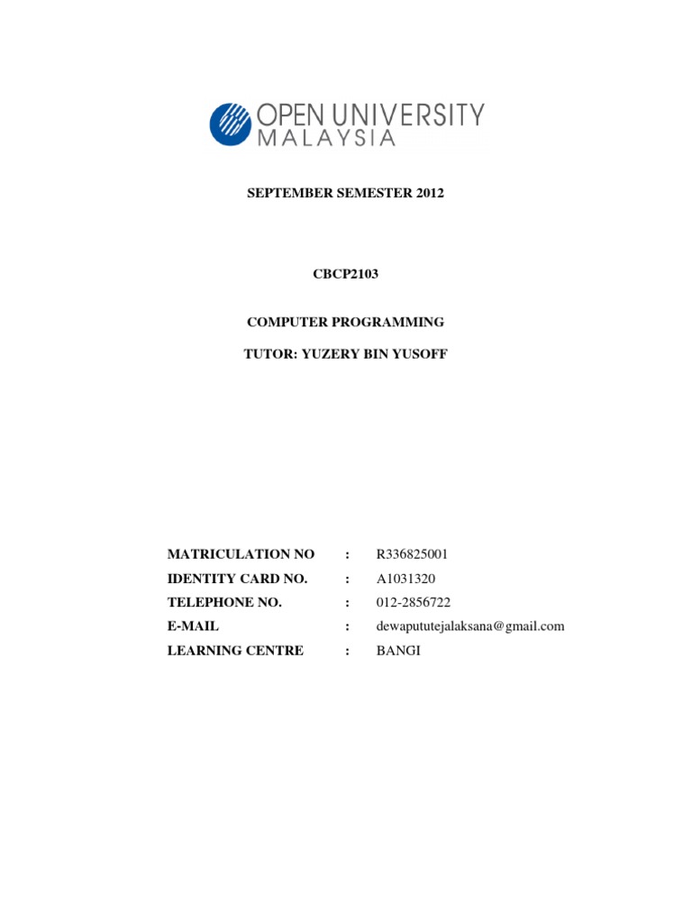 Assignment Cbcp2103 Semsept 1012 | PDF | Computer Engineering ...